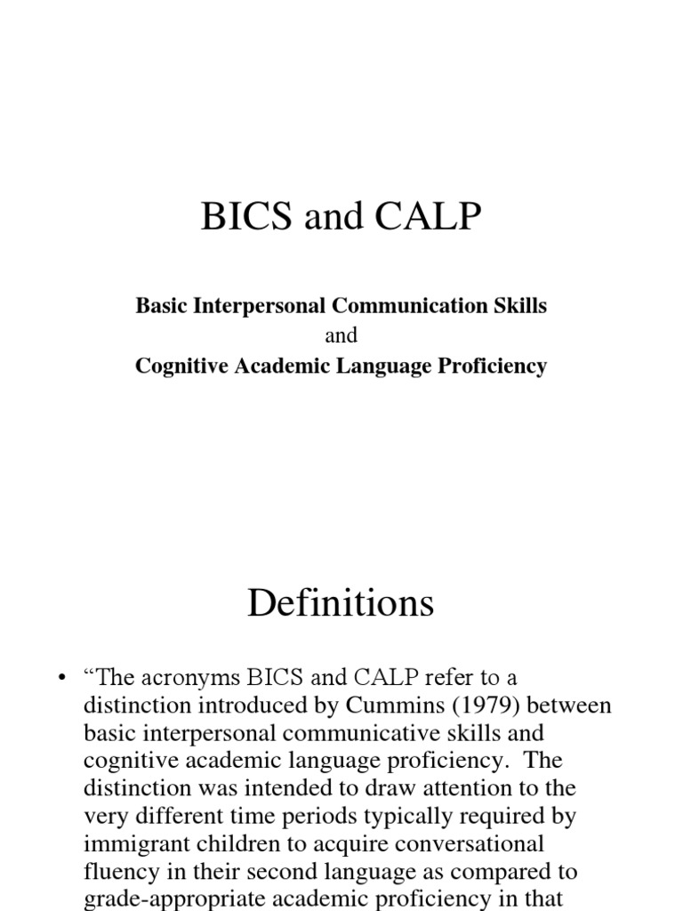 Bics and Calp | PDF | First Language | Interpersonal Communication