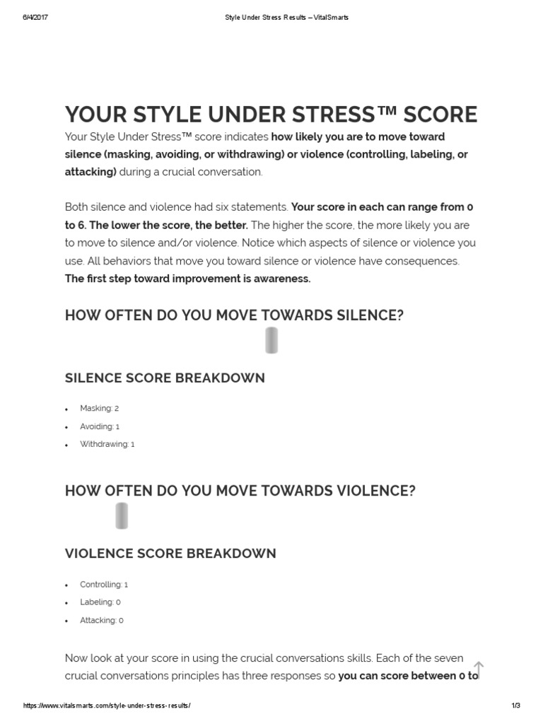Style Under Stress Results - VitalSmarts PDF | PDF | Action (Philosophy ...
