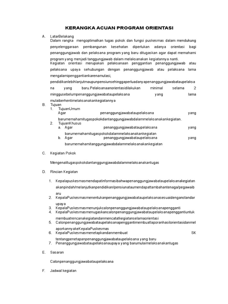 5.1.2.EP.2. KAK Program Orientasi | PDF