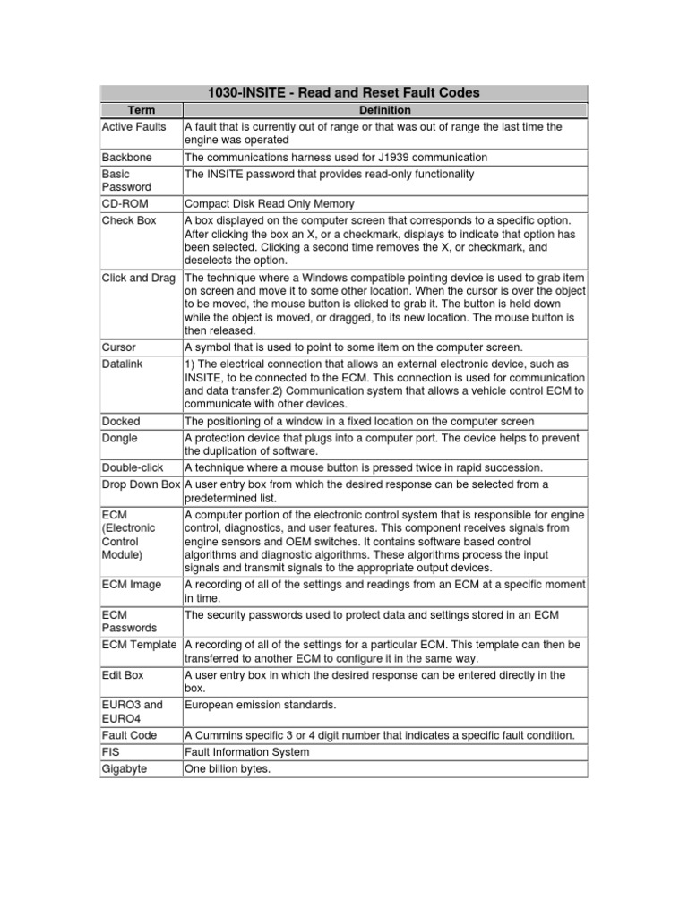 1030-INSITE - Read and Reset Fault Codes | PDF | Personal Computers ...