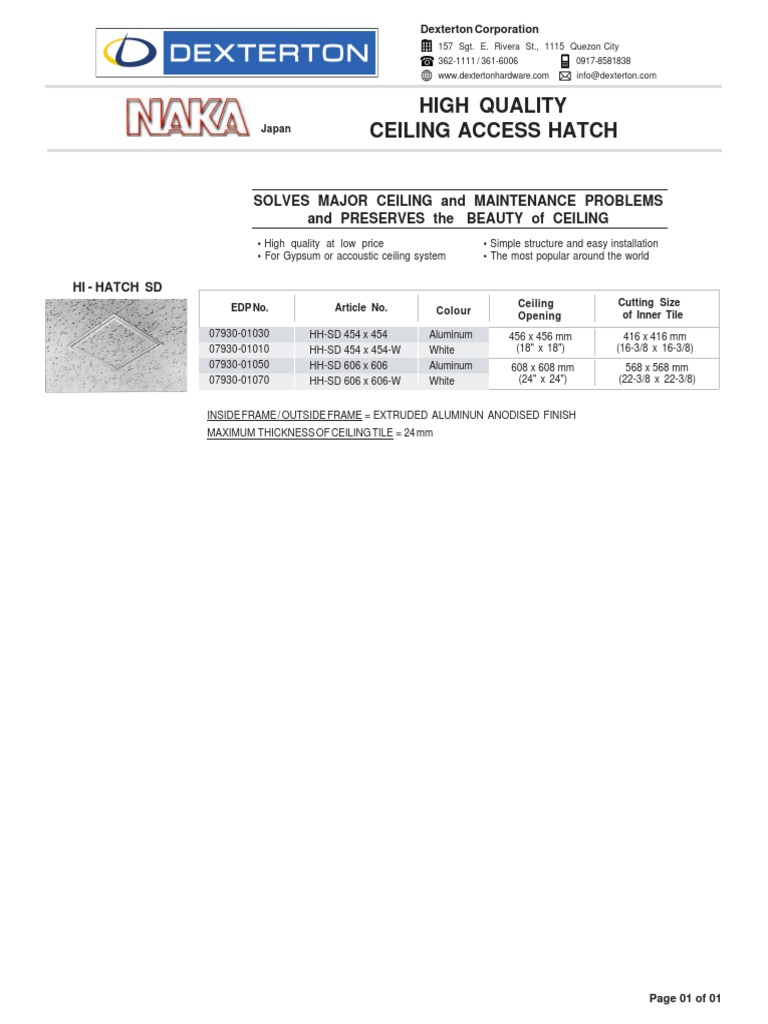 Dexterton Corporation's Product Brochure for High Quality Japan Ceiling ...