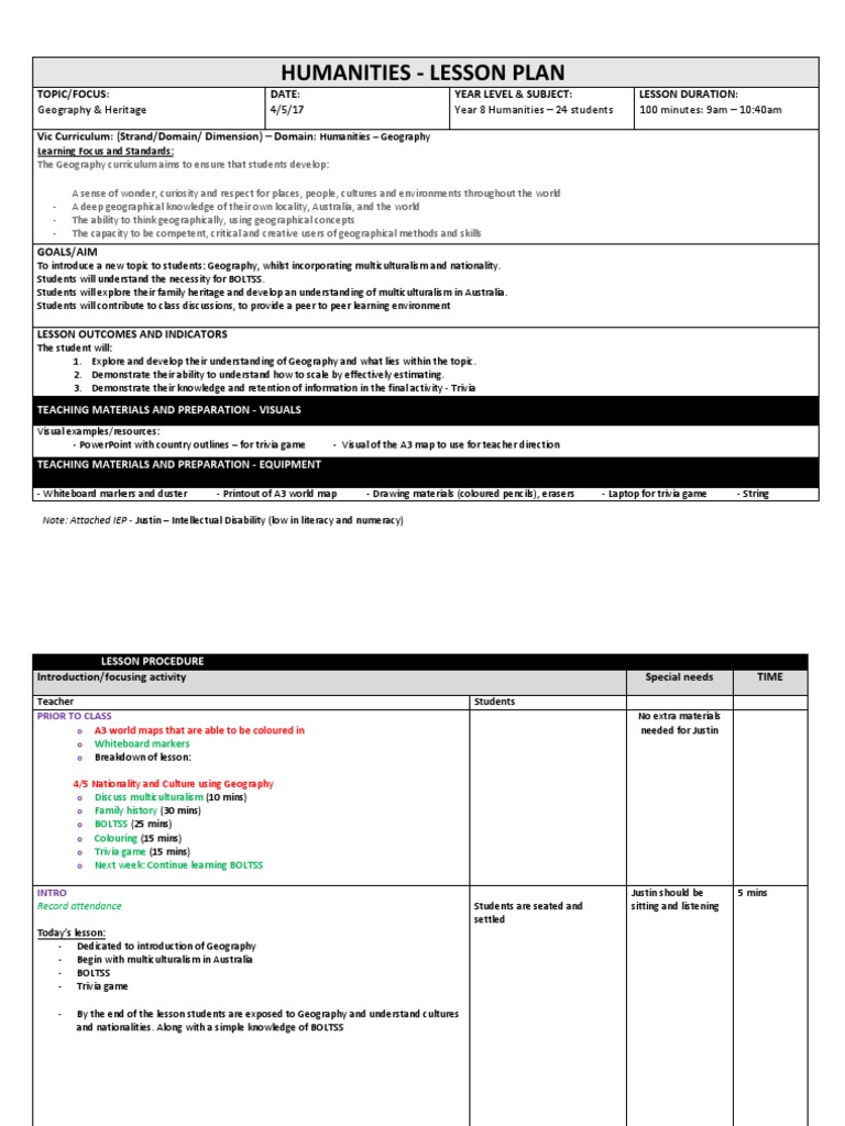 Lessonplan Geography | PDF | Geography | Educational Assessment