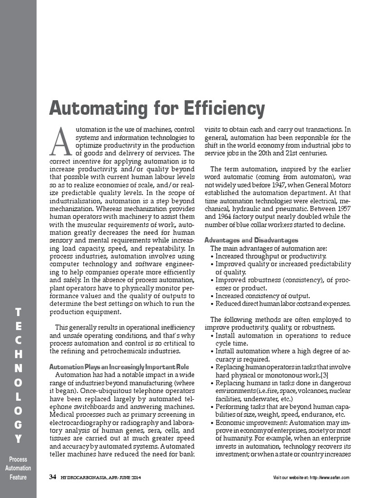 Automating For Efficiency | PDF | Automation | Programmable Logic ...