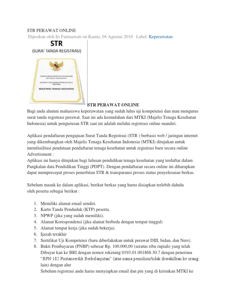 STR Perawat Online | PDF