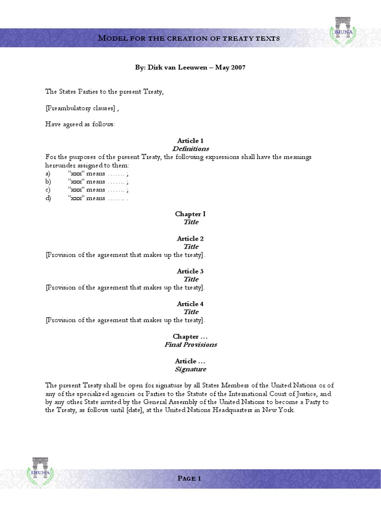 Model Treaty PDF | PDF | Treaty | Ratification