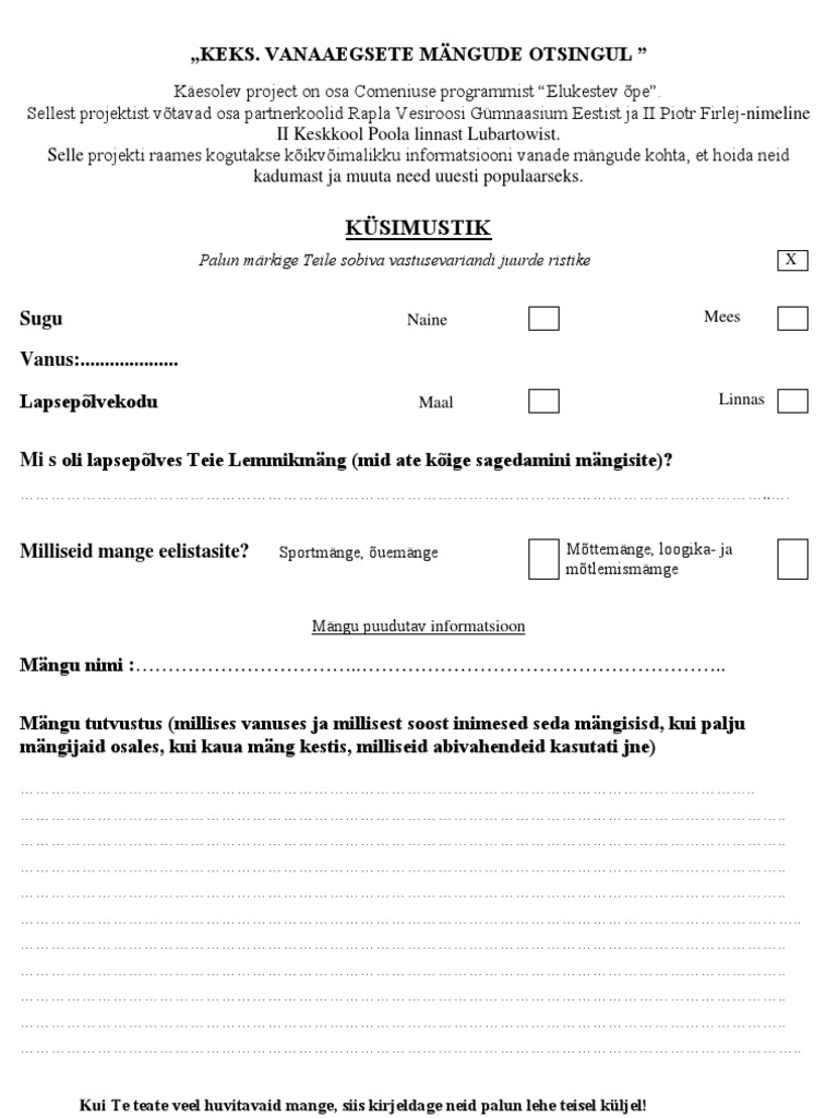 Ankeet Eesti Keeles | PDF