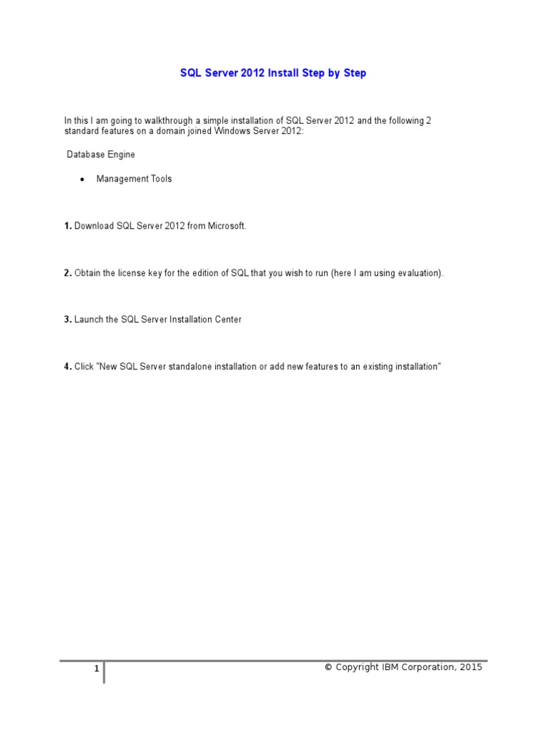 SQL Server 2012 Install Step by Step | PDF | Microsoft Sql Server ...