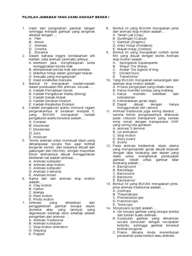 Teknik dan Jenis Animasi Stop Motion | PDF