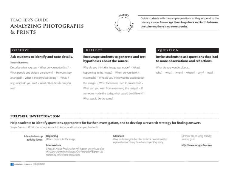Analyzing Photographs and Prints PDF | PDF | Educational Psychology ...