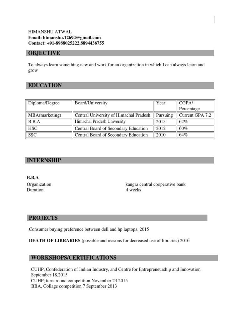 MBA Marketing Student Resume Summary | PDF