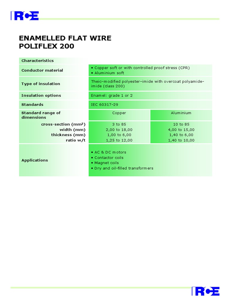 Enamelled Flat Wire Poliflex 200 PDF | PDF