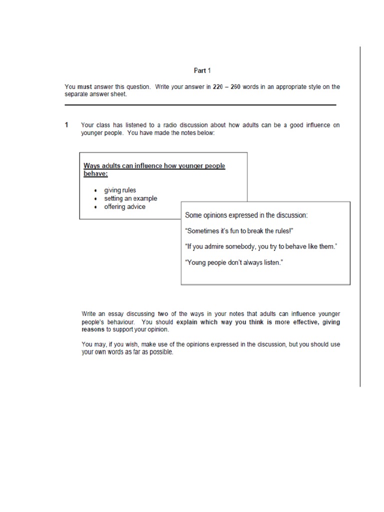 Writing Part 1 Essay Adults'influence PDF | PDF