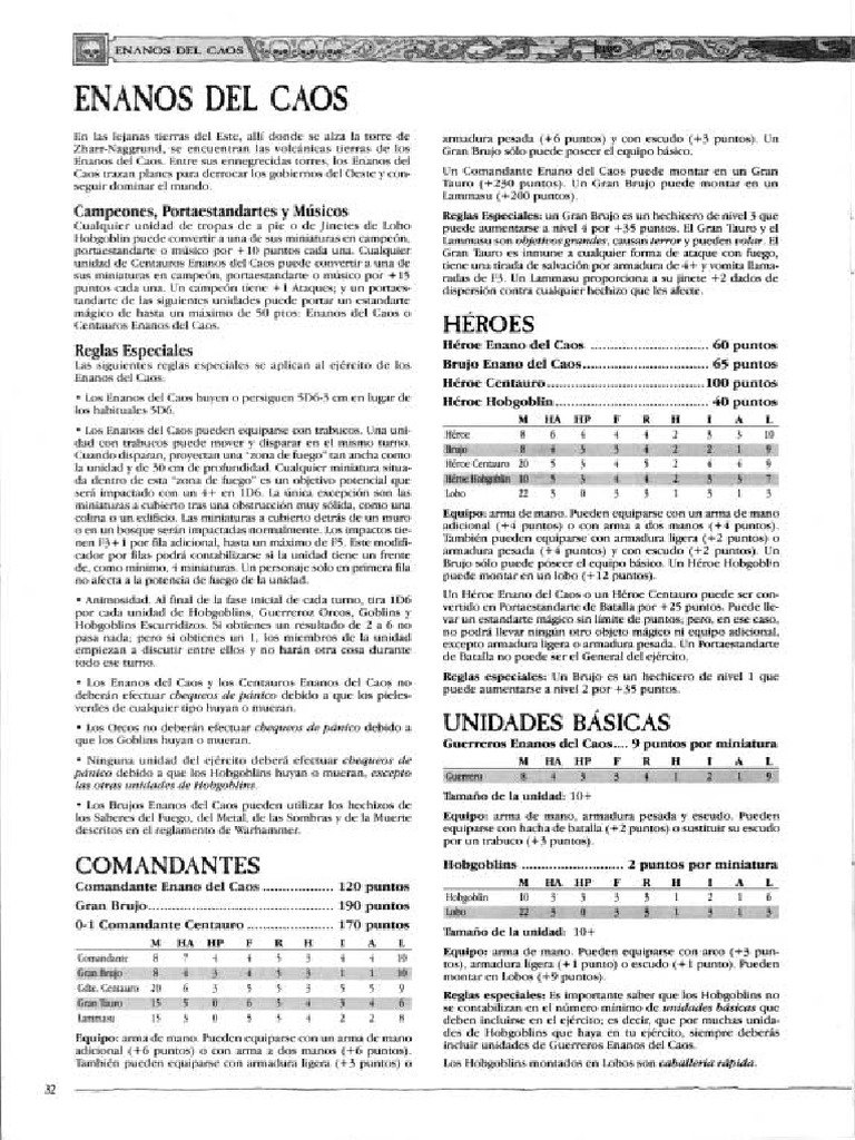 Ejercitos - Enanos Del Caos PDF | PDF Ejercitos - Enanos Del Caos PDF | PDF