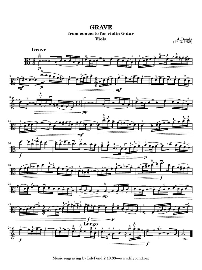 BENDA - Grave PDF | PDF | Concerto | Classical Music