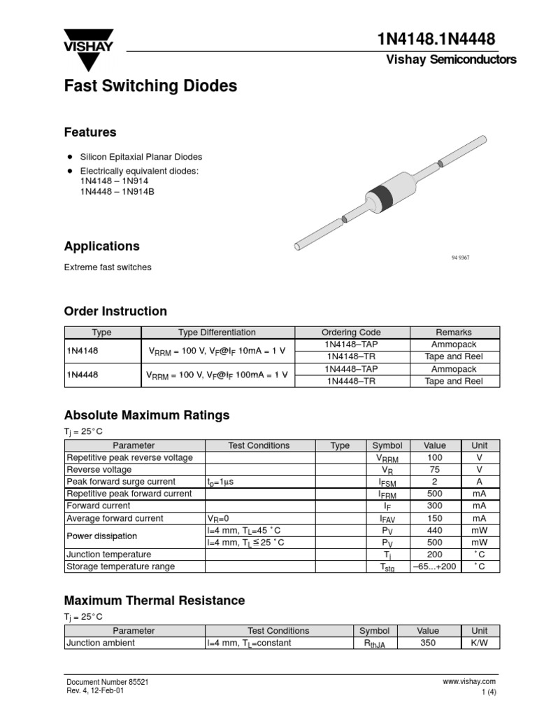 1N4148.1N4448 (Fast Diodes) | PDF | Diode | Electrical Engineering