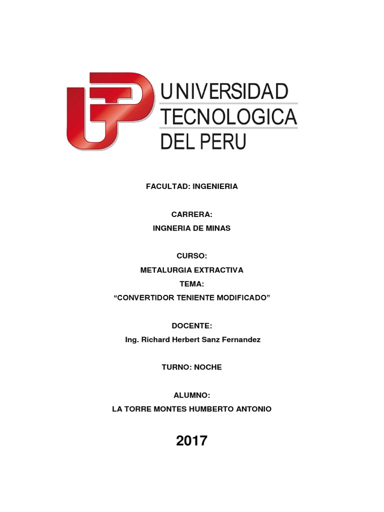 TRABAJO AUTONOMO 1 - Convertidor Teniente Modificado | PDF | Fundición ...