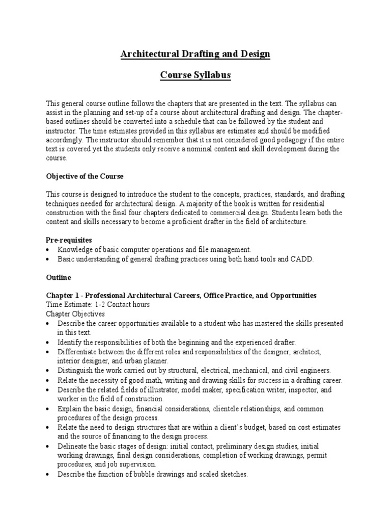 Architecture Drafting Design Syllabus | PDF | Framing (Construction) | Hvac