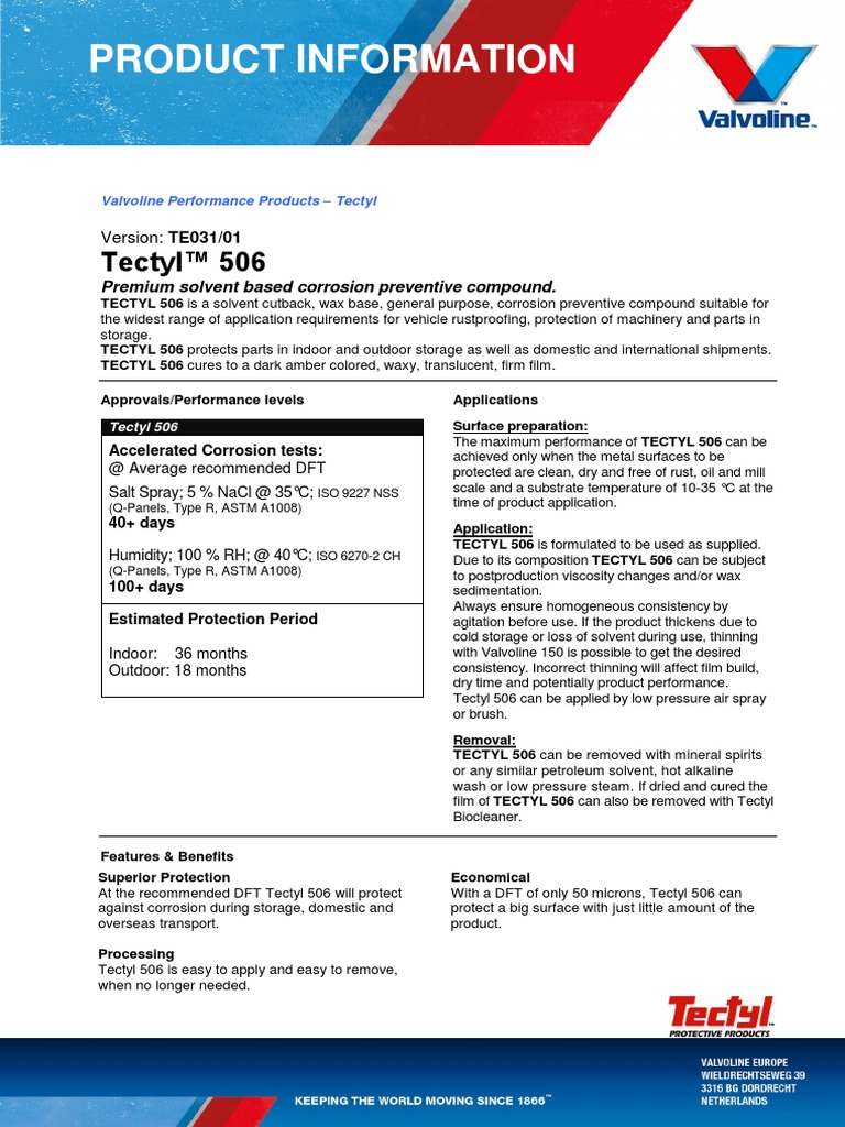 PI_Tectyl-506_TE031-01 (1) | Corrosion | Materials