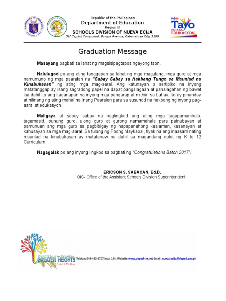 Graduation Message | PDF