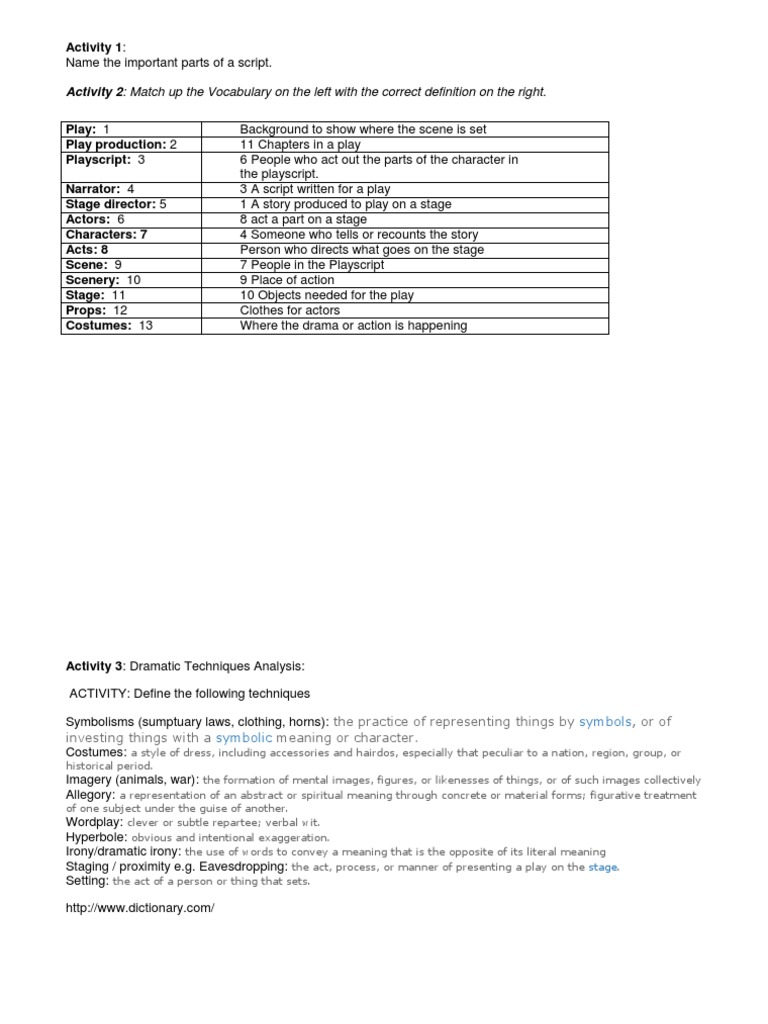 Understanding Play Scripts and Techniques | PDF | Word Play | Actor
