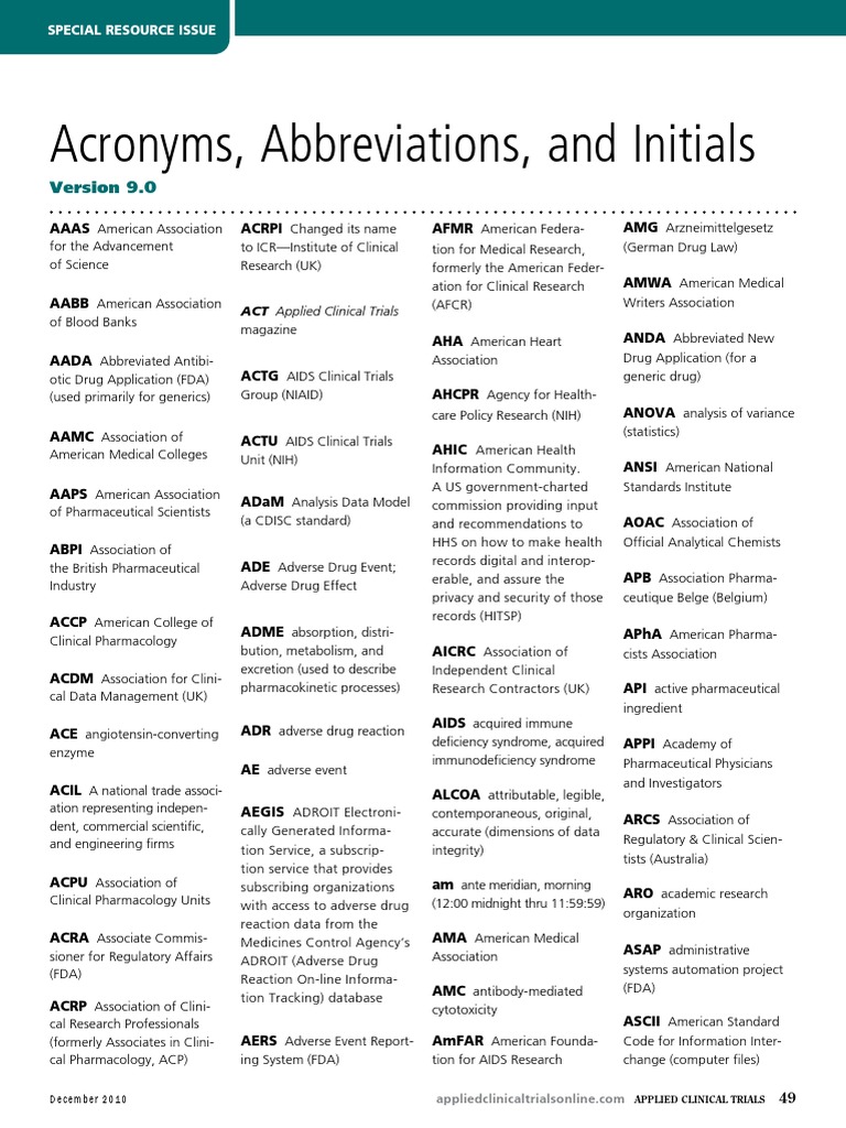 Acronyms Used in Pharmaceutical Field | PDF | Institutional Review ...