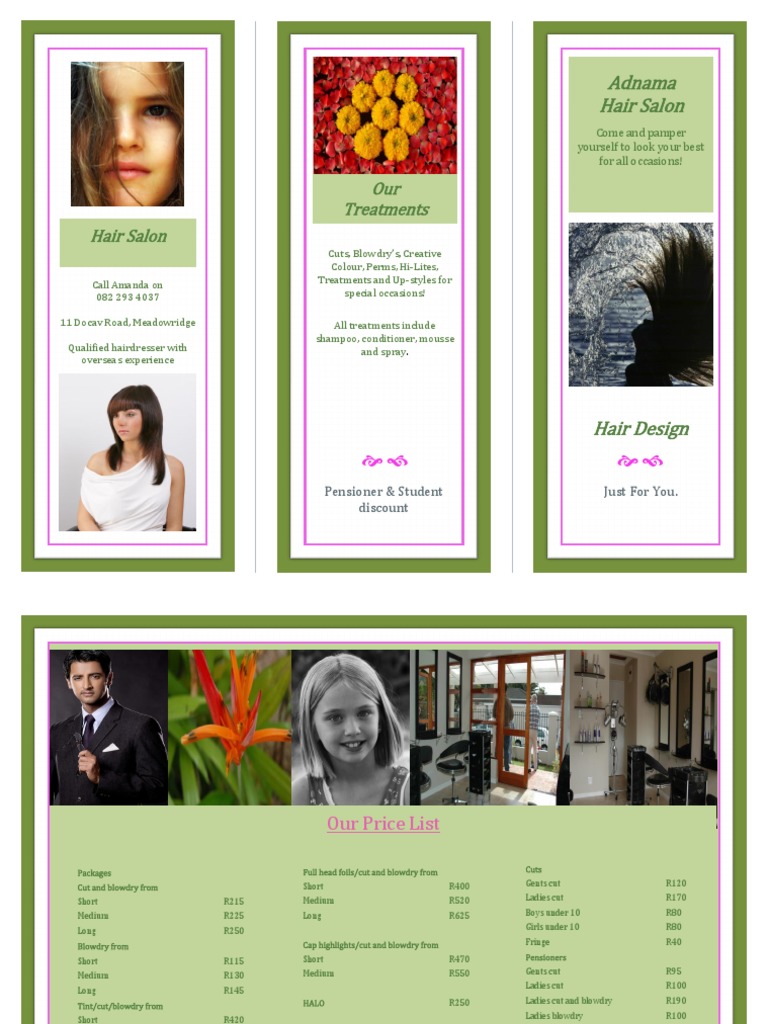 Our Treatments: Adnama Hair Salon | PDF | Human Head And Neck | Fashion