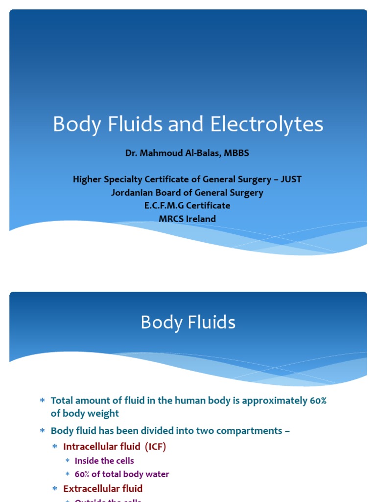 Body Fluids and Electrolytes | PDF | Electrolyte | Diseases And Disorders