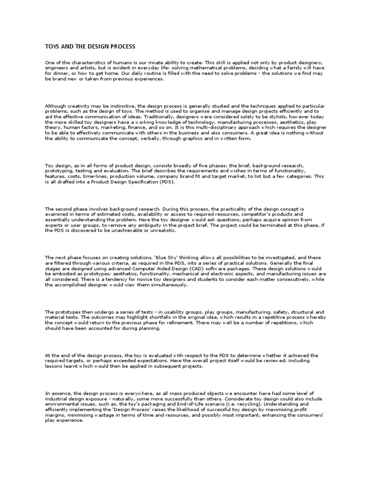 Toys and The Design Process | PDF | Product Design | Design