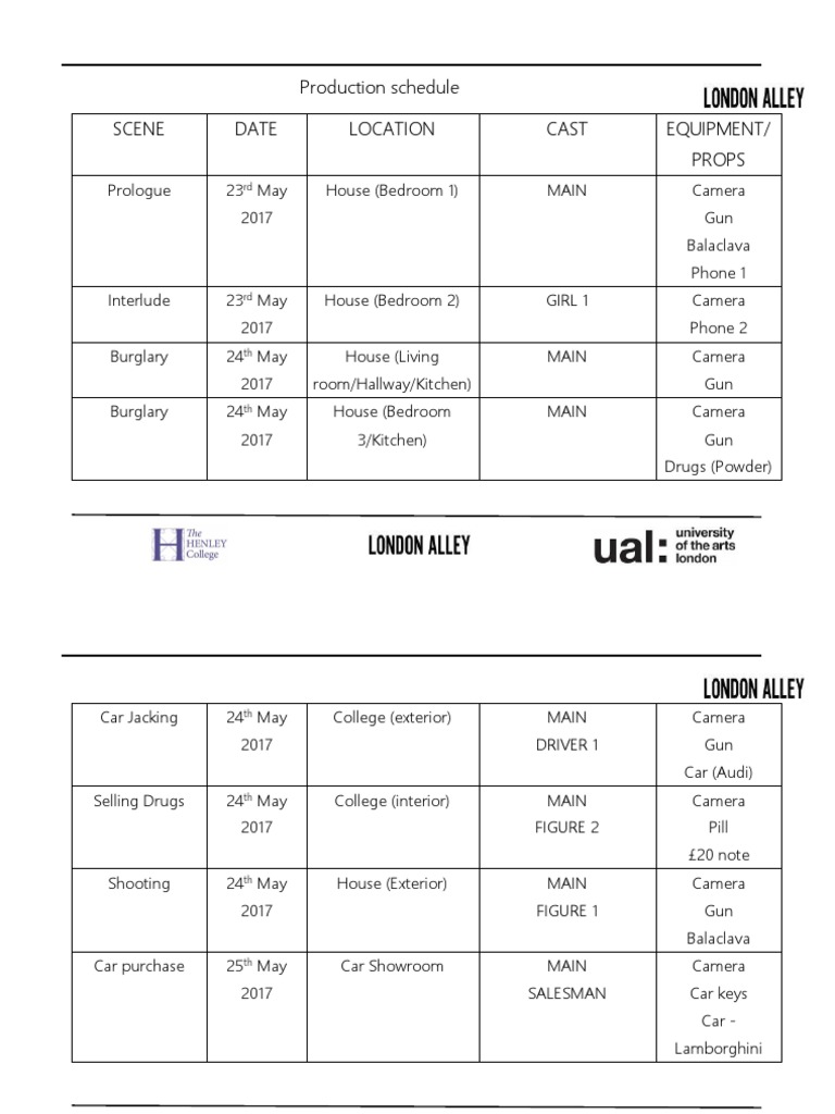 Film Production Schedule Overview | PDF