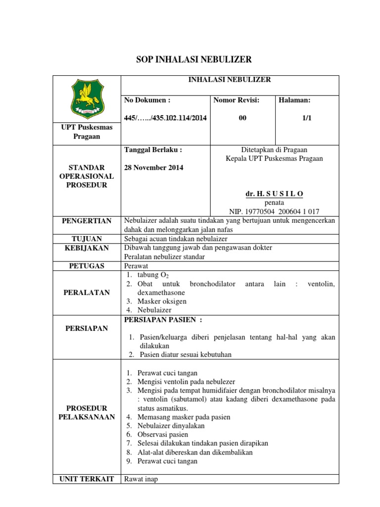 Sop Nebulaizer | PDF | Kesehatan Holistik