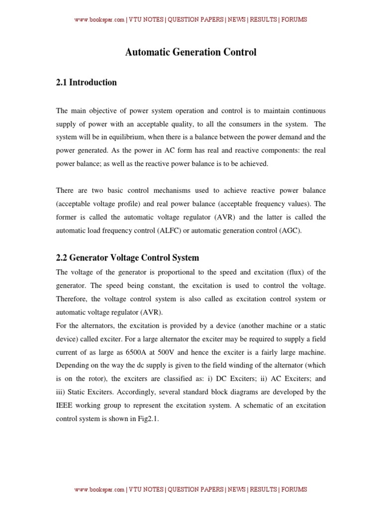 Automatic Generation Control | PDF | Electric Generator | Electromagnetism