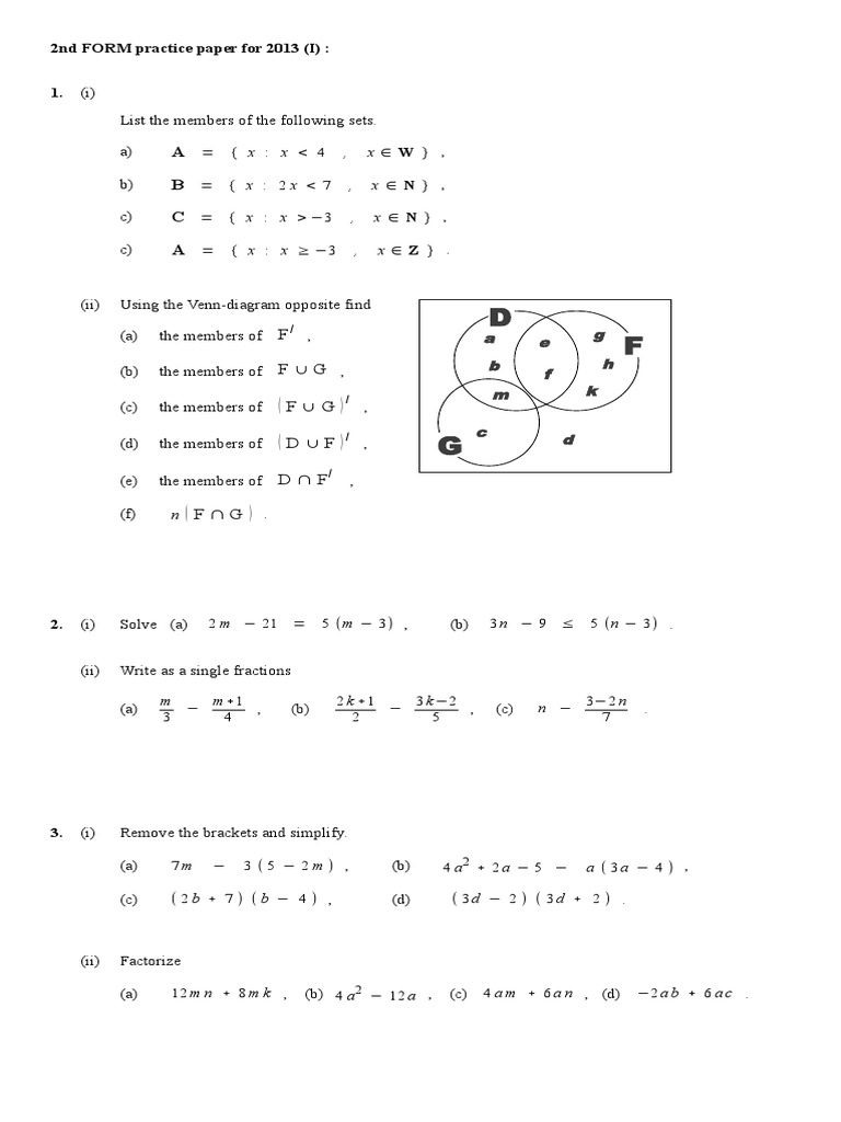 2nd Form Practice Paper 2013 | PDF | Value Added Tax | Elementary Geometry
