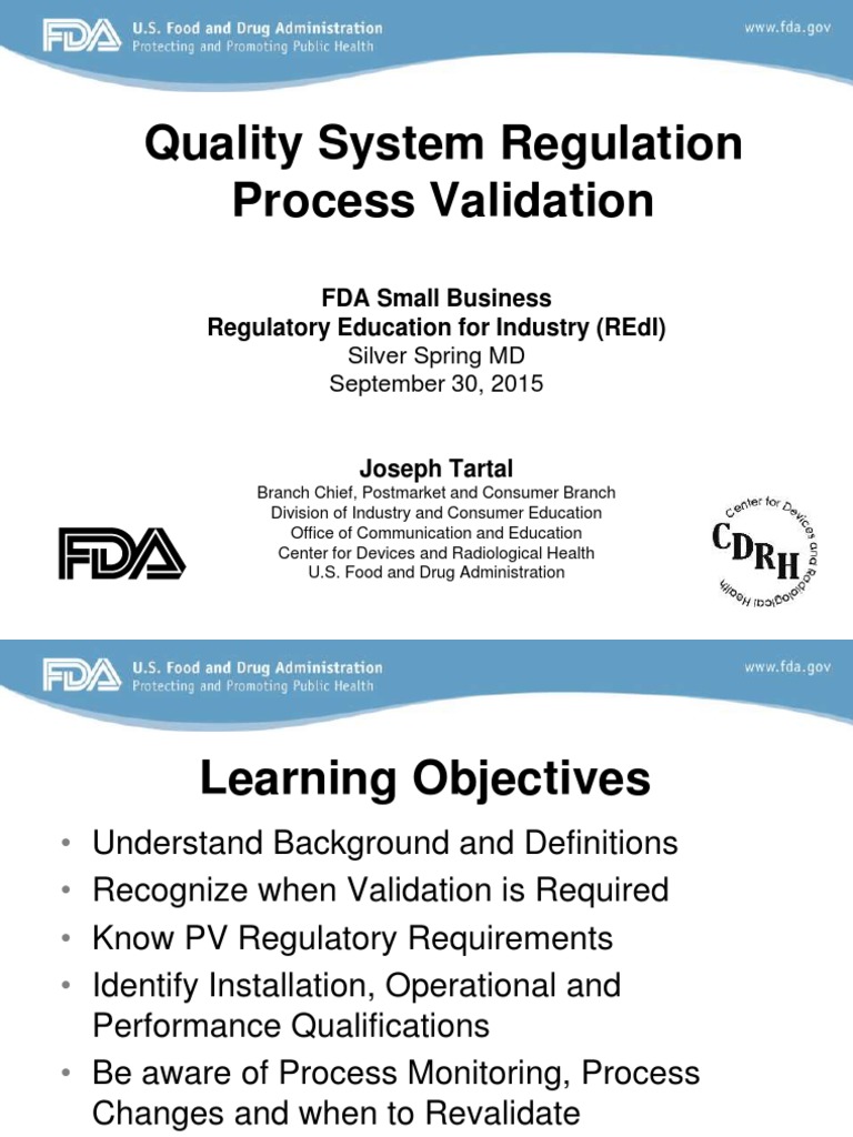 QSR Process Validation | PDF | Verification And Validation | Quality Management System