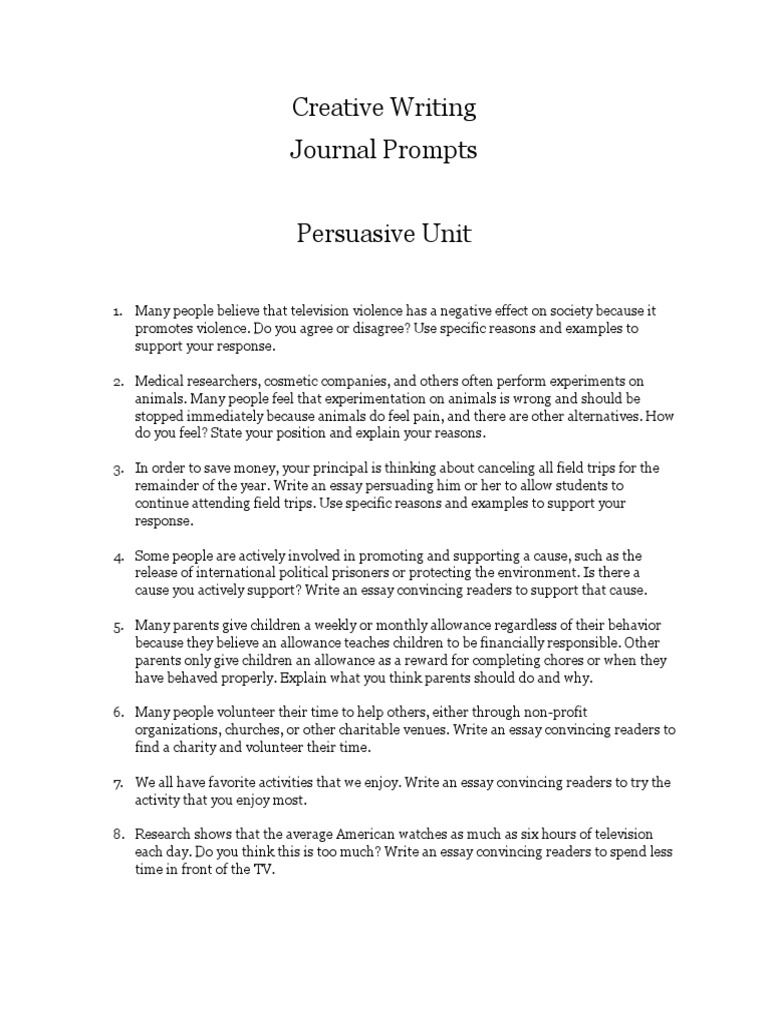 Persuasive Journal Prompts | PDF | Santa Claus | Essays