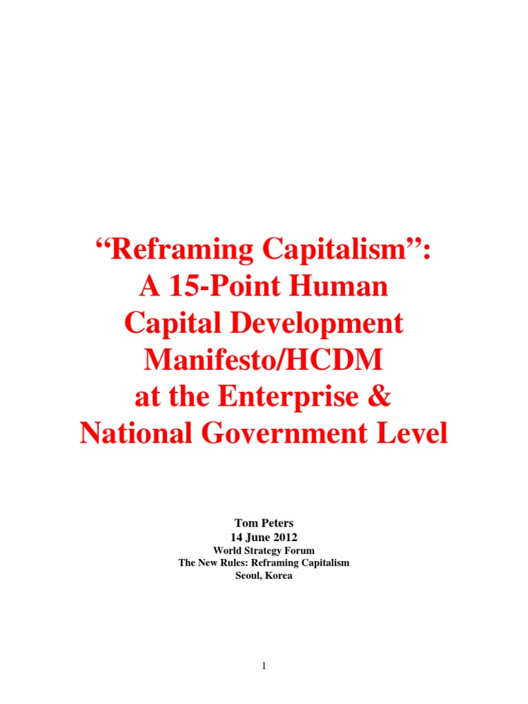 "Reframing Capitalism": A 15-Point Human Capital Development Manifesto ...