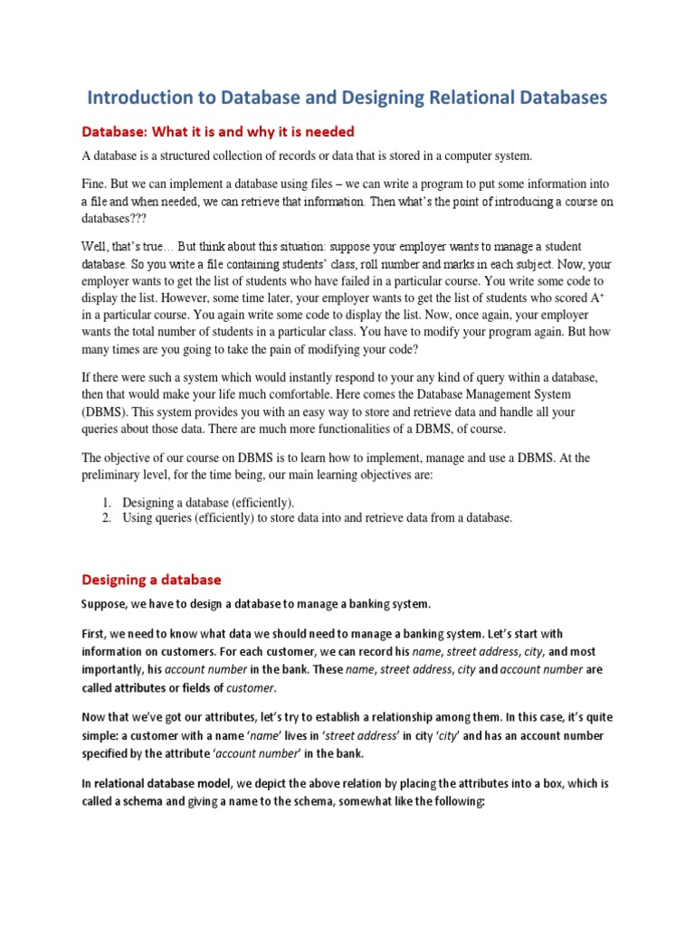 Introduction To Database and Designing Relational Databases | PDF | Databases | Data Model
