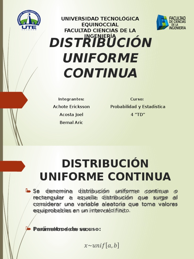 Distribución Uniforme Continua | Distribución de probabilidad | Función ...