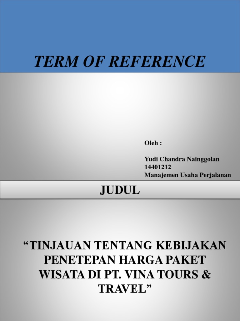 Term of Reference (Yudi) | PDF | Bisnis
