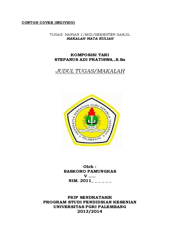 Contoh Cover Tugas Individu Universitas | PDF