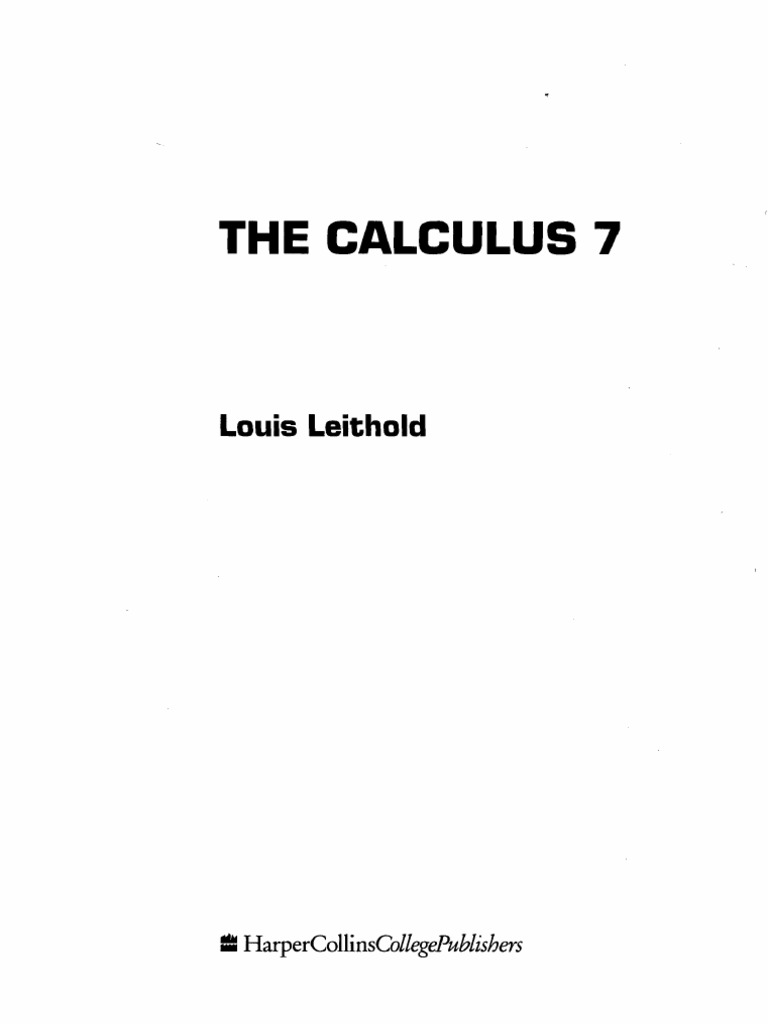 The Calculus Louis Leithold PDF | PDF | Derivative | Series (Mathematics)