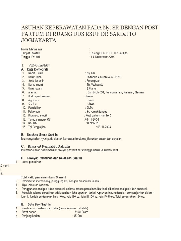 Contoh Askep Post Partum | PDF