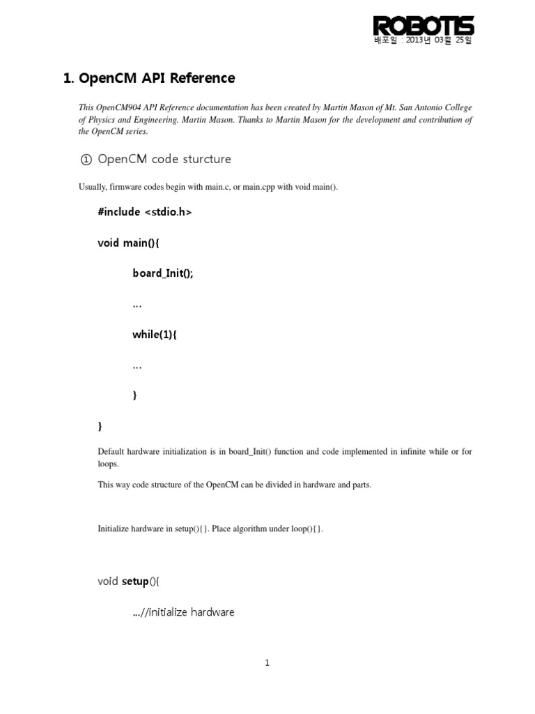 3 - OpenCM9.04 API Reference PDF | PDF | C (Programming Language) | Analog To Digital Converter
