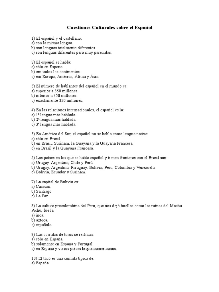 Cuestiones Culturales Sobre El Español | PDF