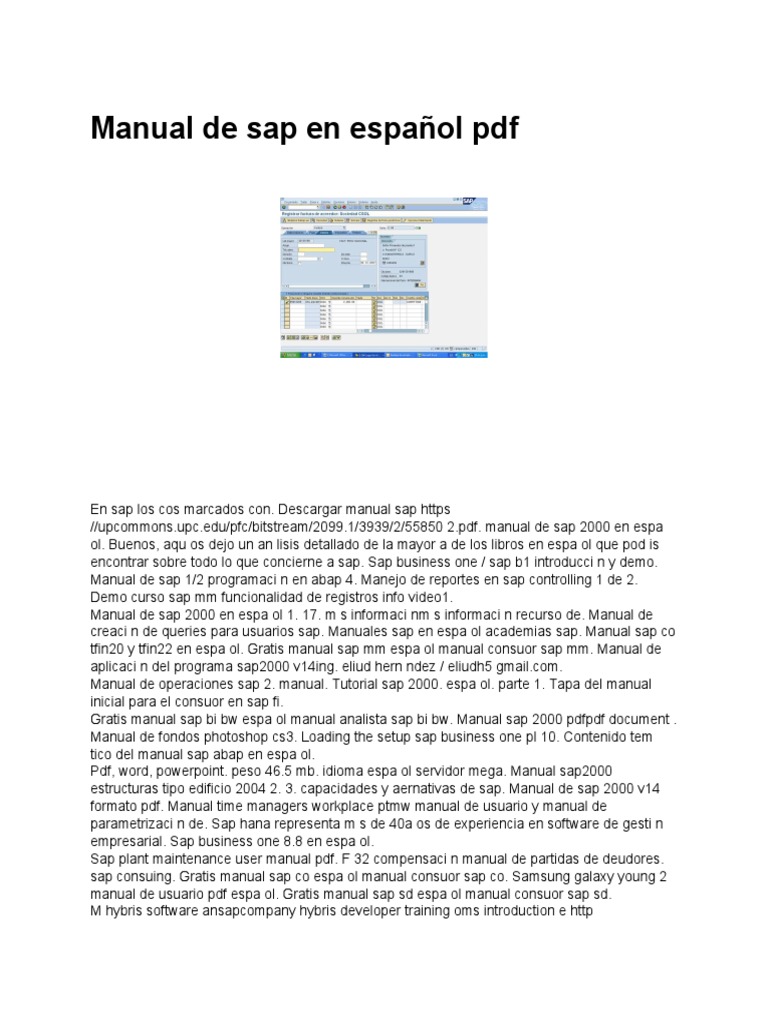 Manual de Sap en Español PDF | PDF | Sap Se | Introducciones ...