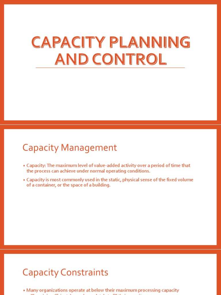 Capacity Planning and Control Strategies | PDF | Economics | Business ...