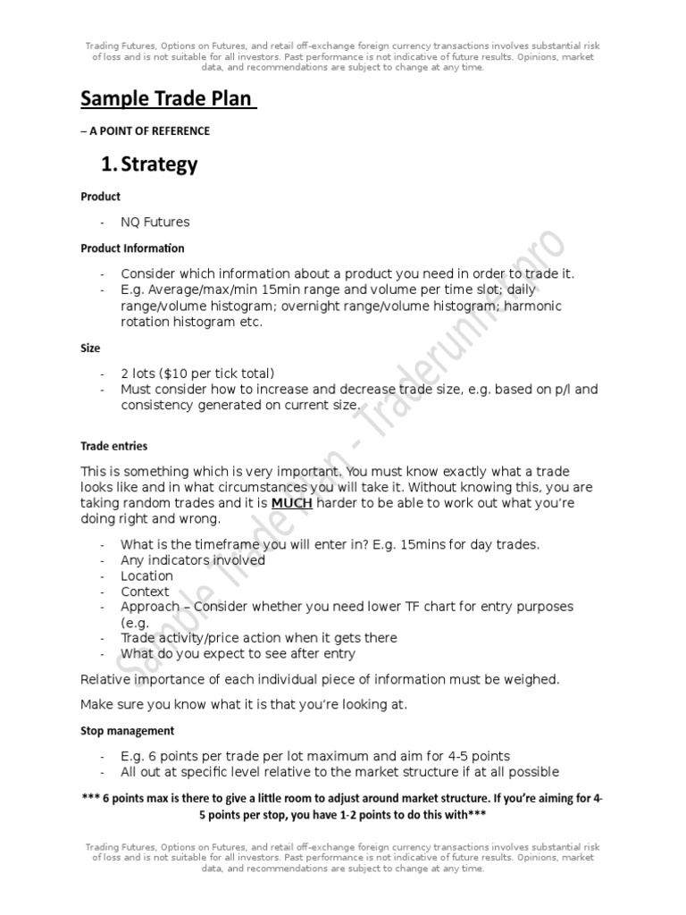 Sample Trade Plan NQ | PDF | Futures Contract | Investor