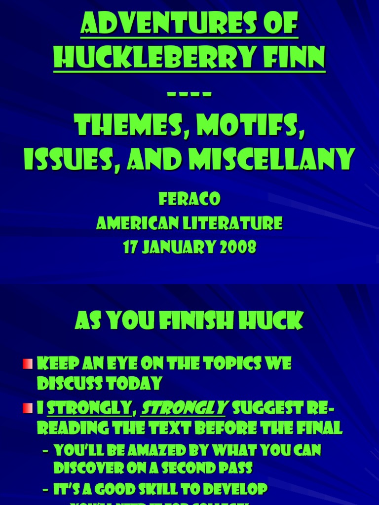 AdventuresofHuckleberryFinn Themes | PDF | Huckleberry Finn | Literary ...