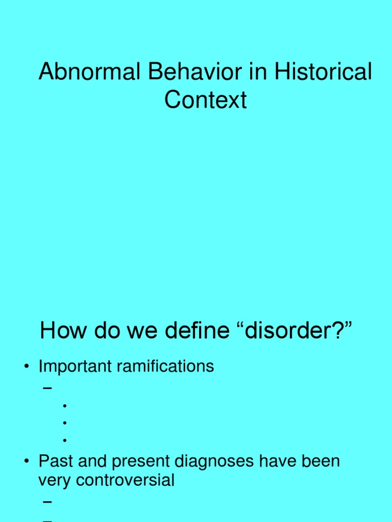 Abnormal Behavior in Historical Context | PDF | Id | Psychopathology