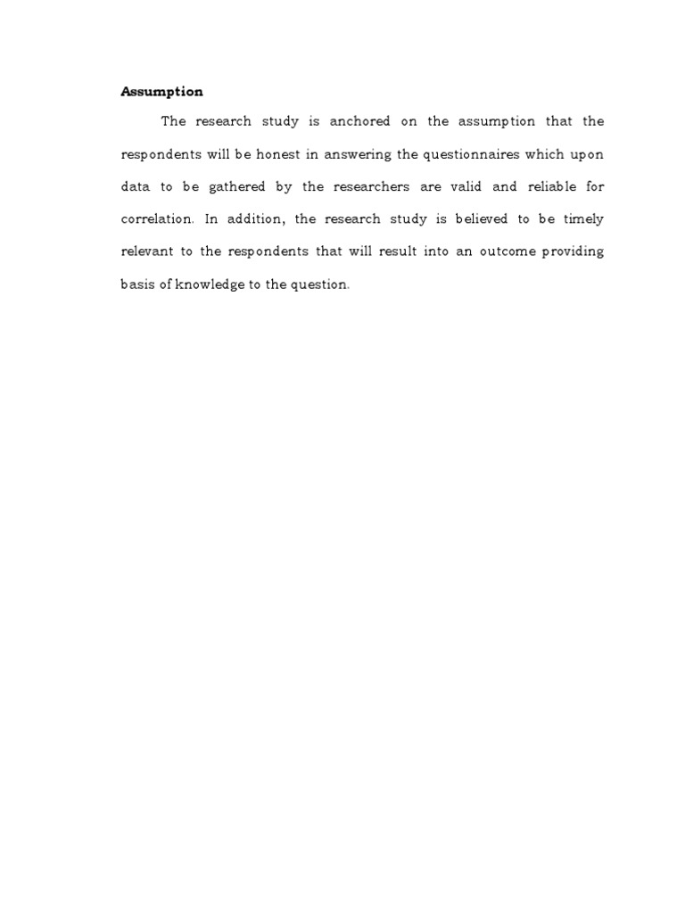 Sample of Assumption For Thesis | PDF