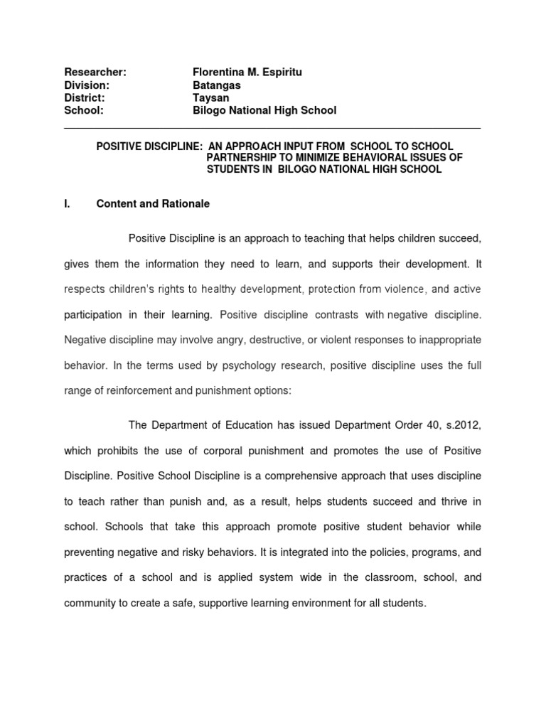 Positive Discipline Strategies in Schools | PDF | Teachers | Questionnaire
